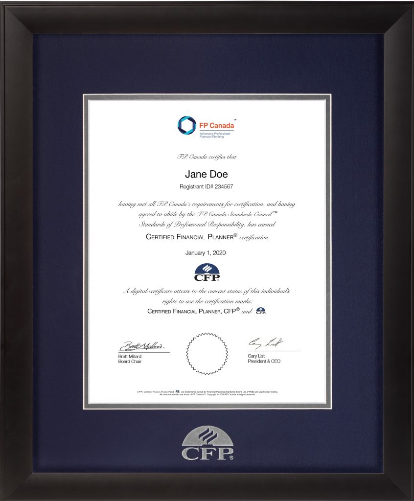 DIPLOMA FRAMES for CFP – FP Canada